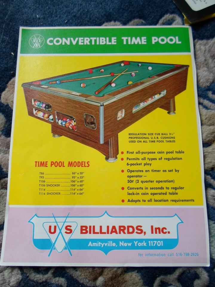 Original Vintage Pool Table Coin-Op Promo Flyer by US billiard | eBay