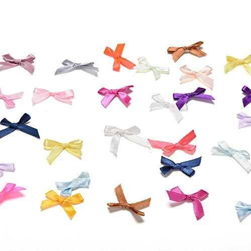 100 Pieces Mini Satin Ribbon Flowers Bows Gift Craft Wedding Decoration ...