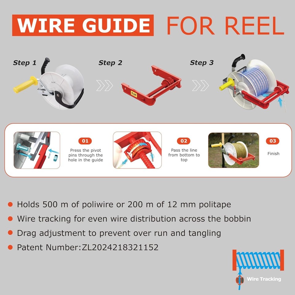 3:1 Geared Electric Fencing Reel, Electric Fence Wire Reel, with ...