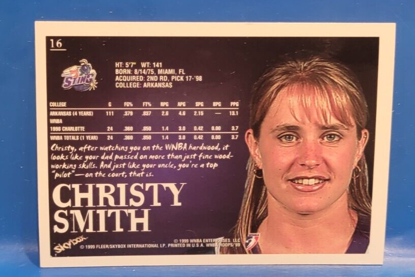 Christy Smith Charlotte Sting 1998‑99 Fleer SkyBox WNBA #16 Basketball ...
