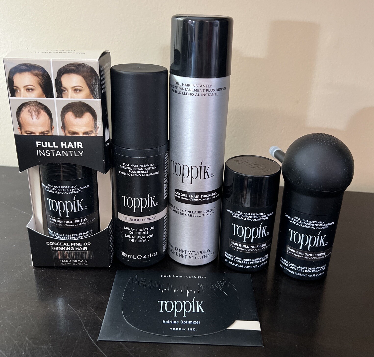 Toppik Dark Brown Hair Fiber Thickener Fiberhold Spray Optimizer ...