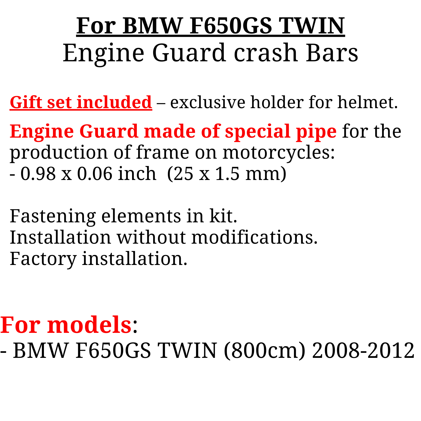 For BMW F650GS TWIN Engine guard F650GS Crash bars F 650 GS 800cc (08 ...
