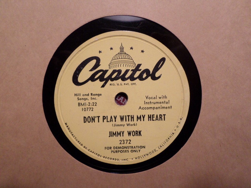 PROMO CAPITOL 78 RECORD/JIMMY WORK/IF I SHOULD LOSE YOU/DON'T PLAY WITH ...
