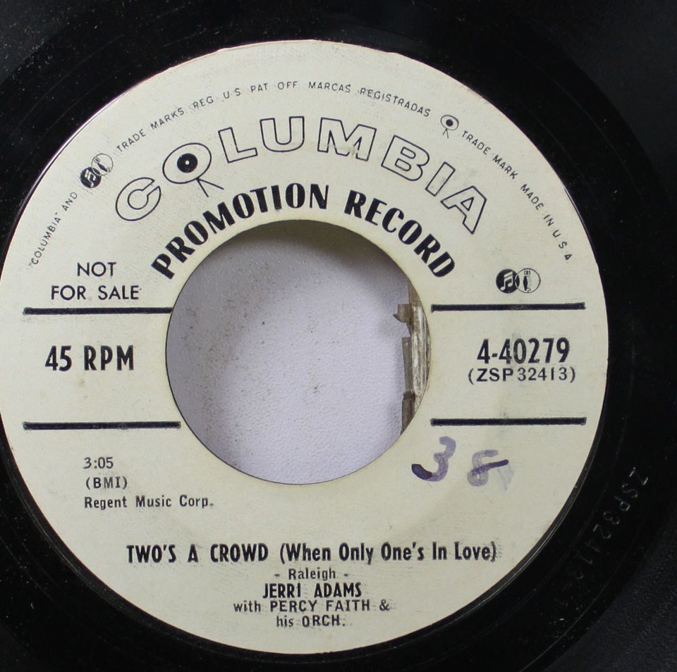 50'S & 60'S Promo 45 Jerri Adams With Percy Faith & His Orch. - Alone ...