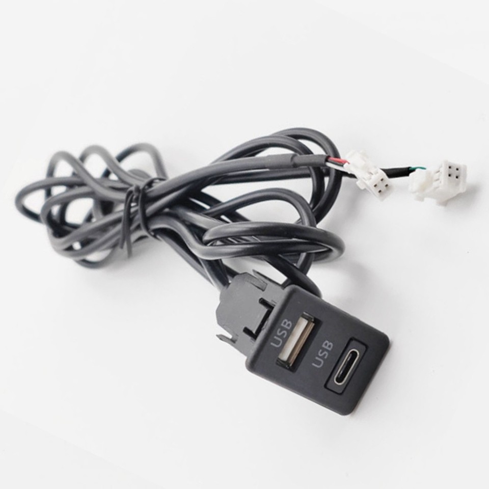 Car Dash Mount USB+TYPE-C Port Panel Interface Extension Cable Adapter ...