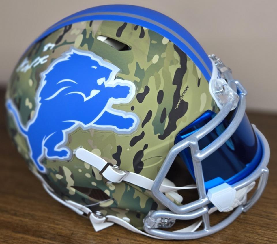 Sam LaPorta Signed Detroit Lions Full-Size Multicam Authentic Helmet ...