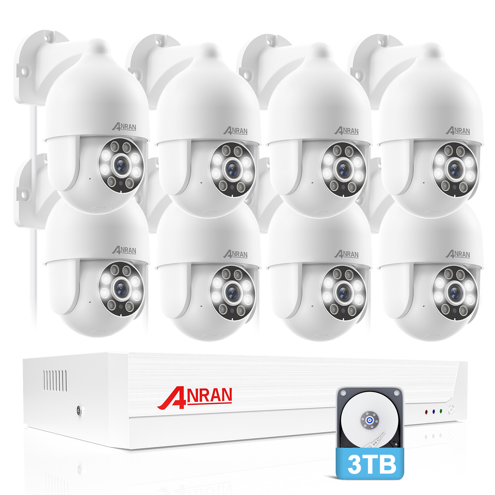 ANRAN 5MP HD PTZ POE Security Camera System Wired Pan Tilt Zoom 8CH NVR ...