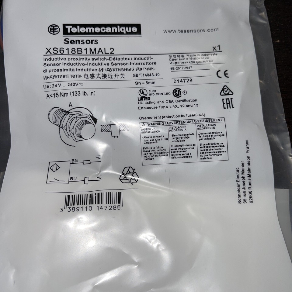Telemecanique XS618B1MAL2 Inductive Proximity Sensor Switch | eBay