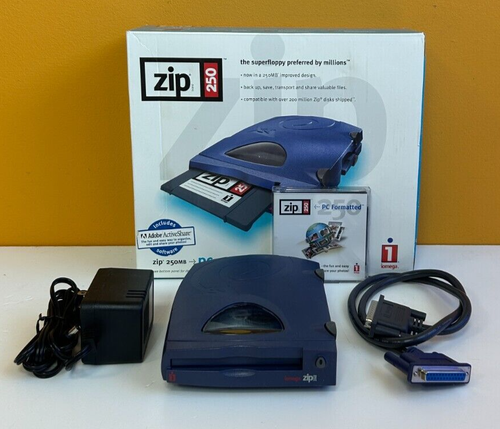 Iomega Zip 250 Z250P Includes Drive/Adapter/250 MB Disk, External ...