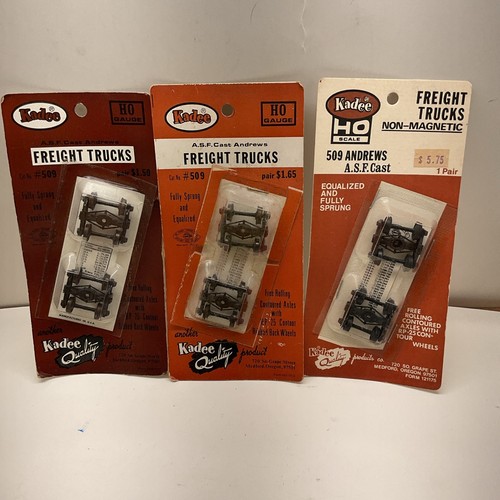 3 Pair Kadee HO #509 Andrew’s A.S.F. Cast Freight Trucks Equalized ...