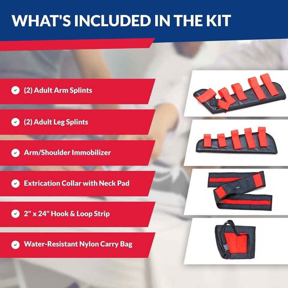 Dixie EMS Fracture Splint Kit Emergency Immobilization Set with Carry ...