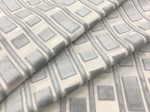 Groundworks Geometric Cut Velvet Upholstery Fabric- Resolution / Frost ...