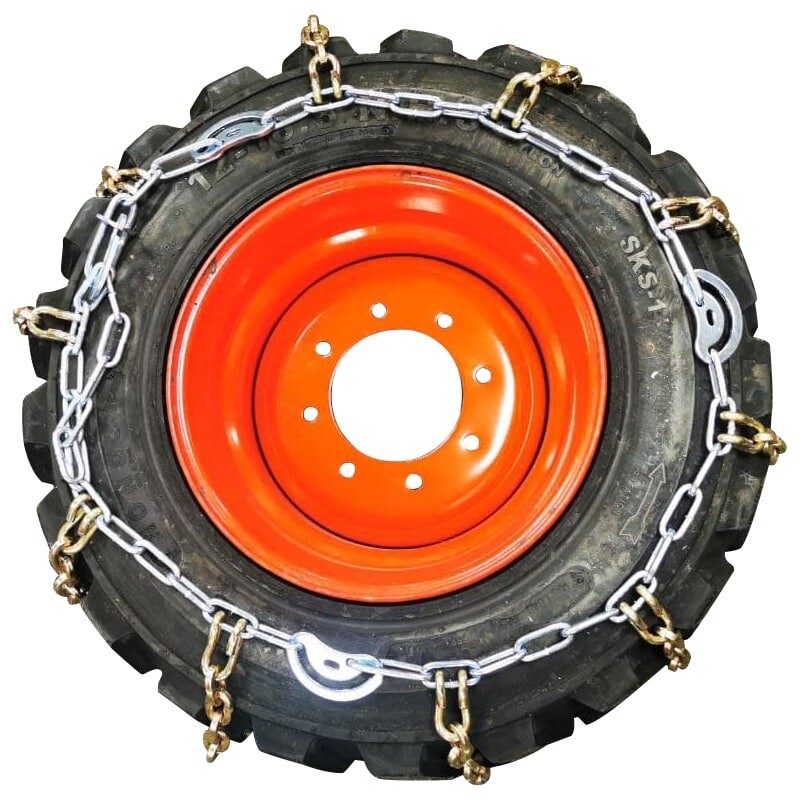 NEW (2) HEAVY DUTY SKID STEER TIRE CHAIN 12x16.5 8MM SQUARE LINK BOBCAT ...