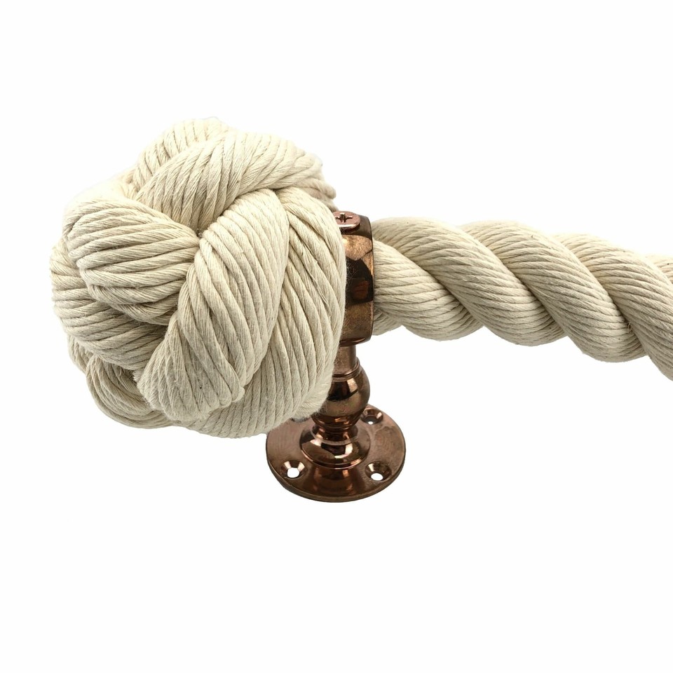 32mm White Synthetic Bannister Handrail Rope x 12FT C/W 4 Copper ...