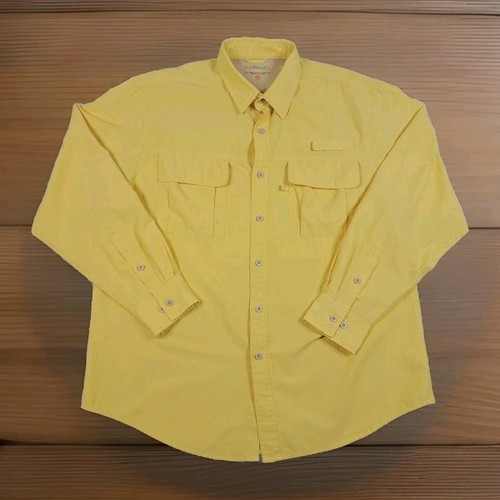 GH Bass Men's Button-Up Long Sleeve Pockets Fishing Shirt Yellow Size ...