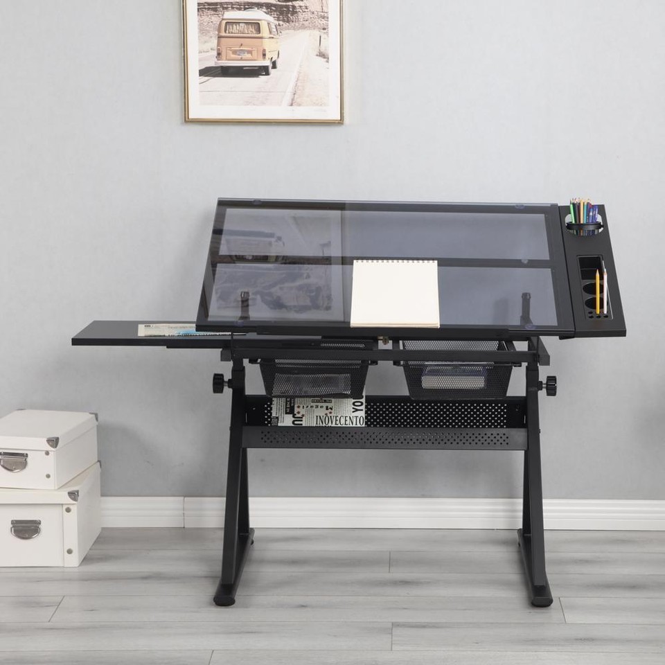 Drafting Desk Drawing Table Art Craft Work Station for Drawing, Reading ...