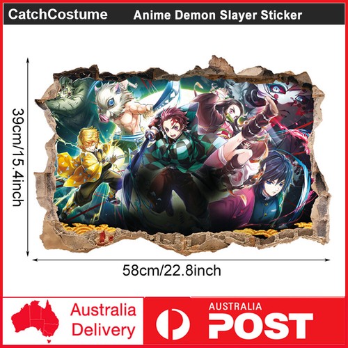 Anime Demon Slayer Wall Decals Sticker Children Cartoon Bedroom ...