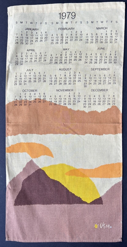 VERA Vintage Cloth Calendar 1979 SUNSET BROWN MOUNTAINS | eBay