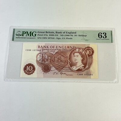 Great Britain Bank Of England 10/- 10 Shilling Note J.S Fforde PMG 63 ...