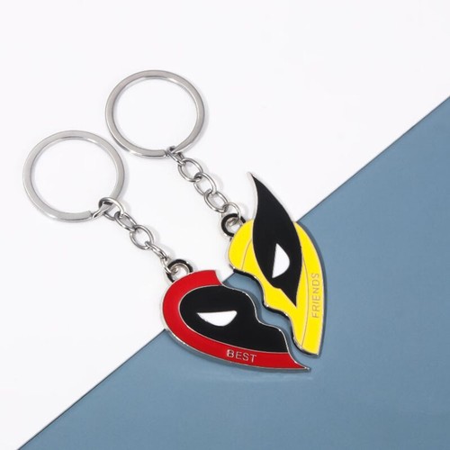New Deadpool Wolverine 3 Best Friends Keyrings Heart Charm Necklace Key ...
