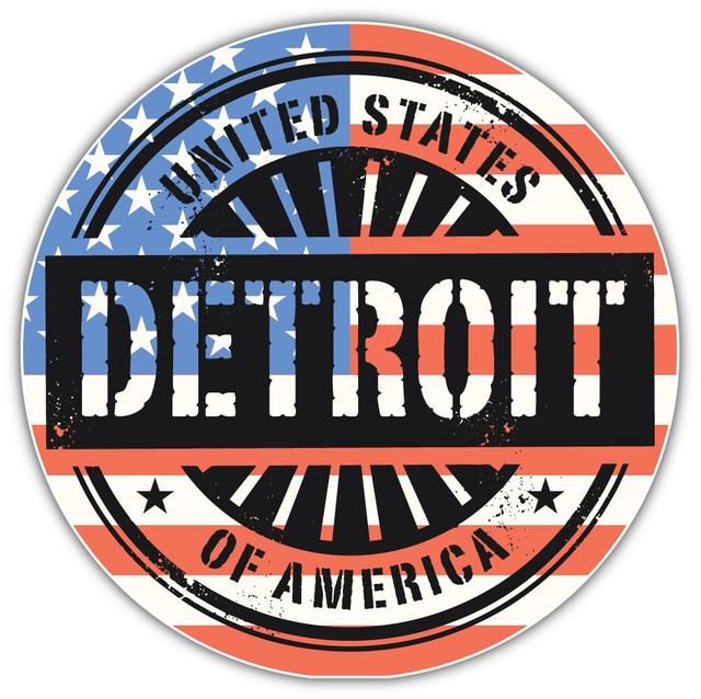 Detroit USA State Flag Grunge Emblem Car Bumper Sticker Decal "SIZES ...