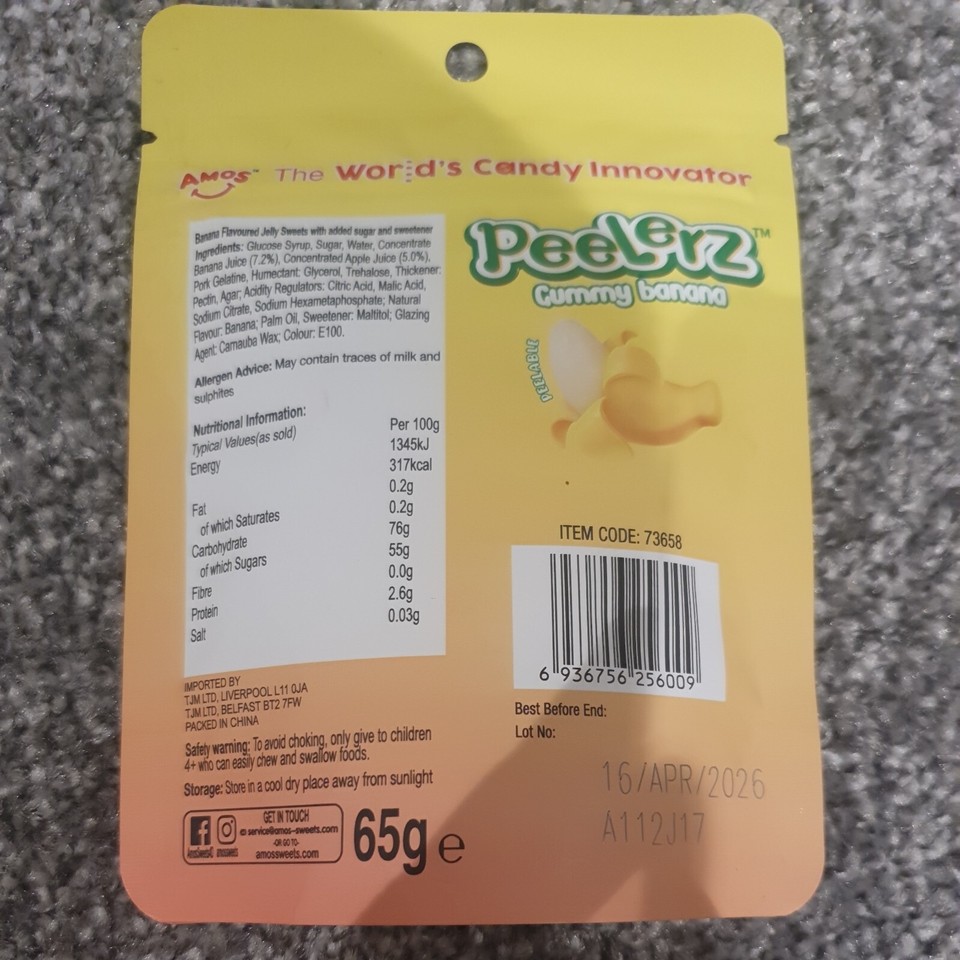 New AMOS Peelerz peelers Gummy Mango + banana Peelable Fruit Candy ...