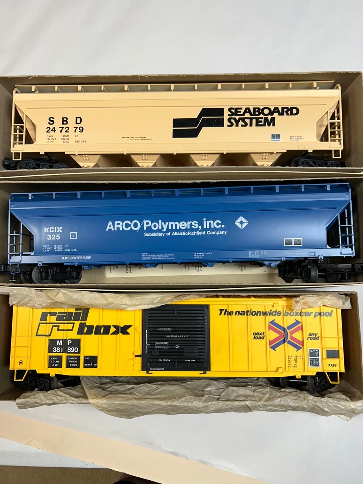 3 Vintage WEAVER TRAIN FREIGHT CARS. Seaboard, Arco, Rail Box NIB | eBay