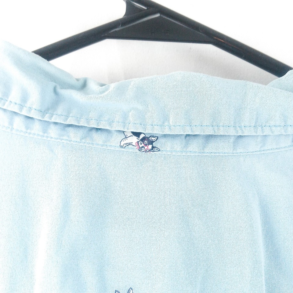 DENIM & FLOWER Shirt Men's XL Blue Bull Terrier Short Sleeve Slim ...