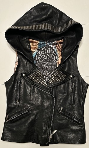 Kippys Studded Leather Vest With Hood *Rare Find* | eBay