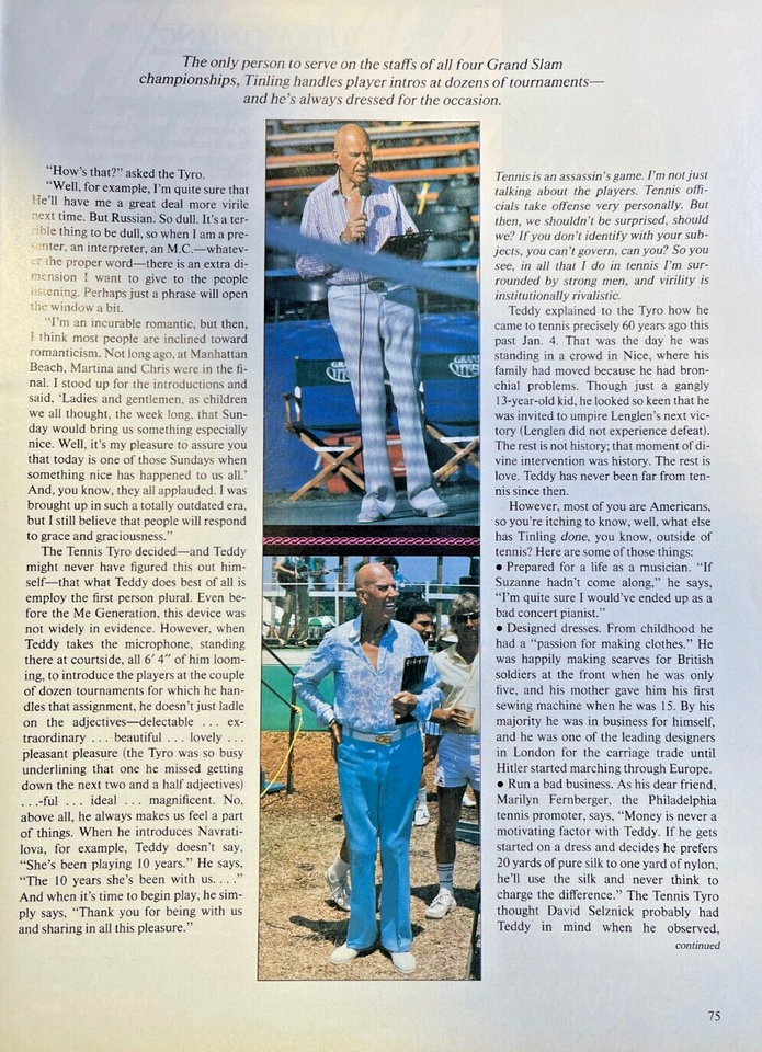 1984 Cuthbert Collingwood Teddy Tinling Tennis Official Author Spy | eBay