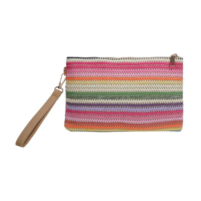 Female Woven Handbag Girls Contrast Color Handbags Womens Rainbow ...