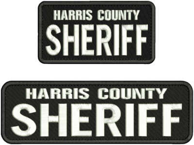HARRIS C SHERIFF EMBROIDERY PATCH 10X3 AND 6X3 HOOK ON BACK WHITE ON ...