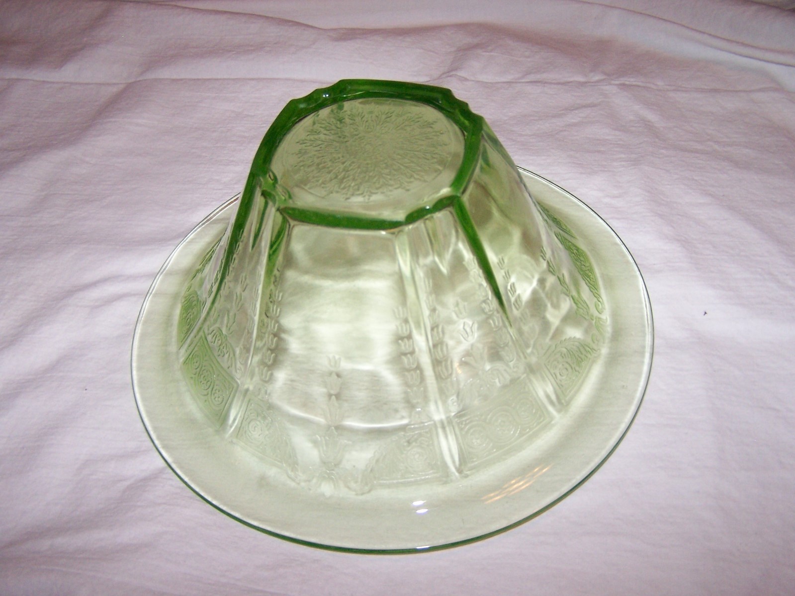 Vintage GREEN PRINCESS Pattern DEPRESSION GLASS Hat Shaped BOWL | eBay