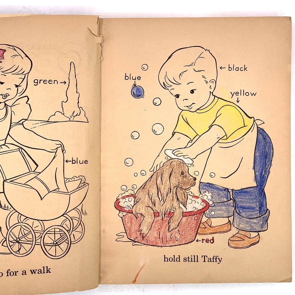 Vintage Coloring Book 1959 Merrill Good Time Paint Book Used 10 of 250 ...