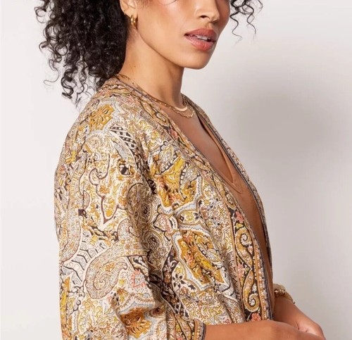 NWT CLEOBELLA Size XS / S Kalidescope Wrap Kimono 100% Natural Paisley ...