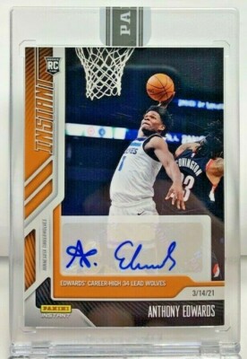 Anthony Edwards 2020-21 Panini Instant NBA #99 Autograph Auto RC Orange ...