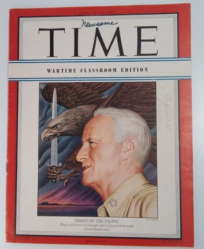 Time Magazine Vtg 1945 Rare Nimitz Classroom Ed FDR Churchill Women O ...