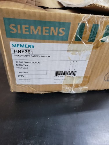 Siemens HNF361 New Single Throw Heavy Duty Safety Switch 3p 30a 600v ...