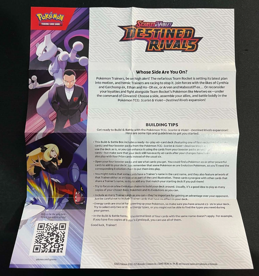 Destined Rivals Checklist - Trainer Tips Insert from Build & Battle ...