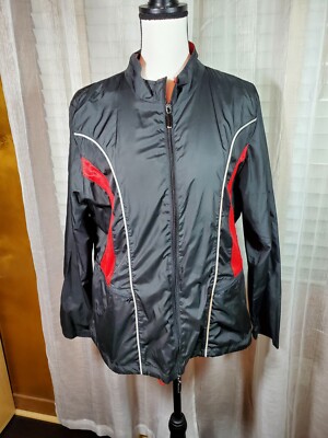 Curves XL (18) Black Workout Jacket with Reflective Piping, Pockets | eBay