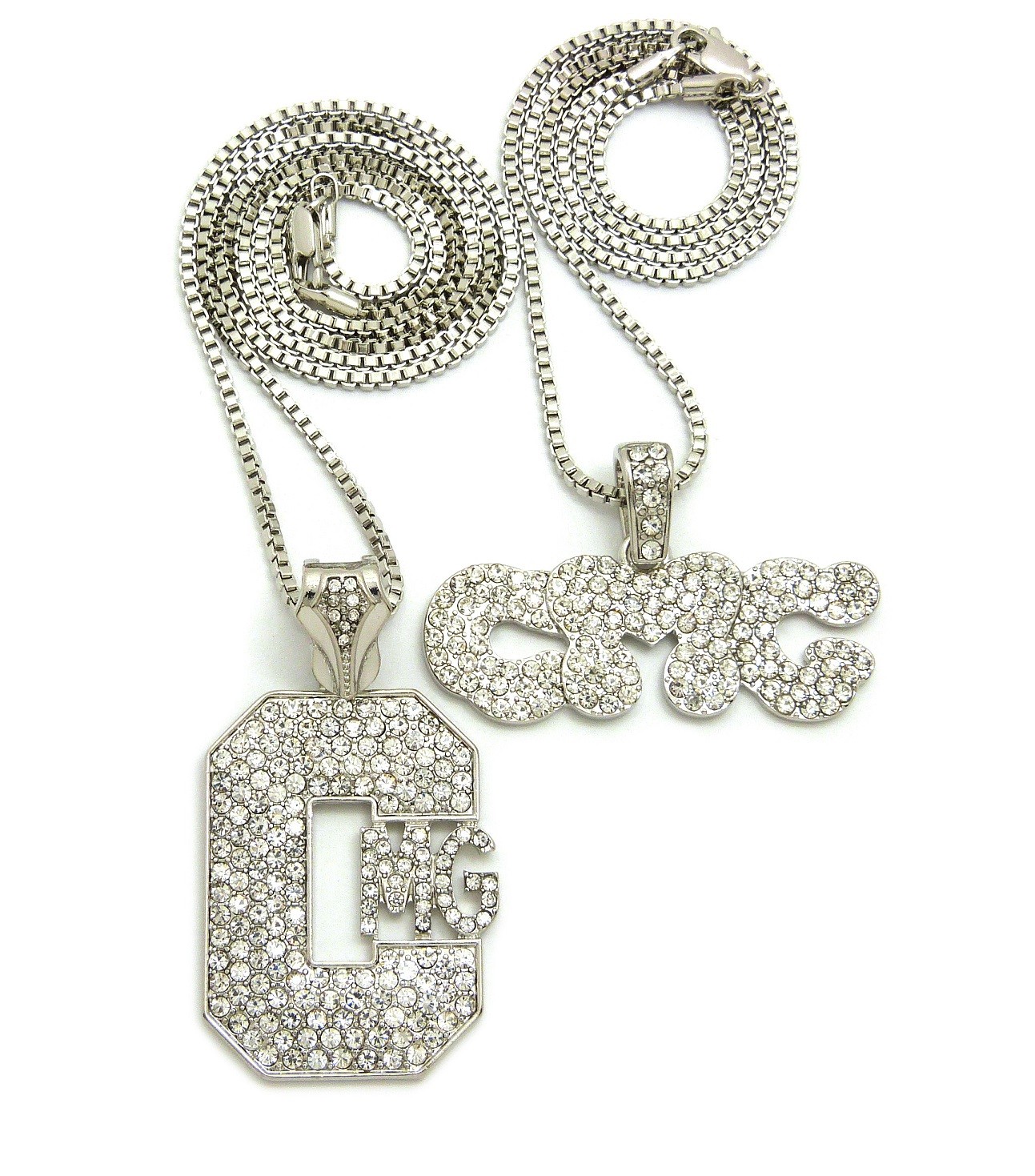 NEW CMG DOUBLE PENDANT & BOX CHAINS HIP HOP NECKLACE SET - RC2745 | eBay