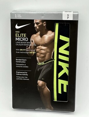 Nike Elite Micro Mens Long Boxer Brief Underwear Dri-Fit Stretch Small ...