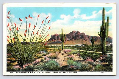 Postcard Superstition Mountain Desert Apache Trail Arizona AZ | eBay