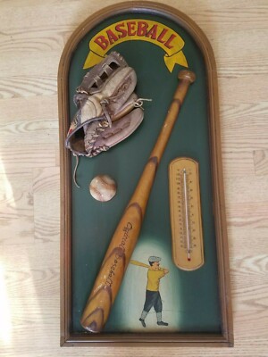 Vintage Baseball Wall Hanger Plaque Decor W/Ball Bat Glove ...