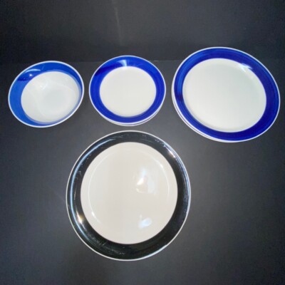GIBSON Everyday COBALT BLUE Black Band Rim Ring Edge Dinner Salad ...