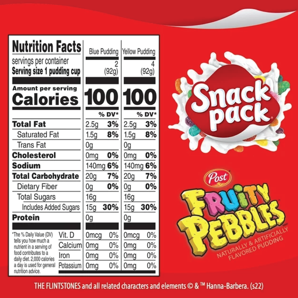 4x Packs Snack Pack Fruity Pebbles Flavored Pudding | 3 Per Pack | 19 ...