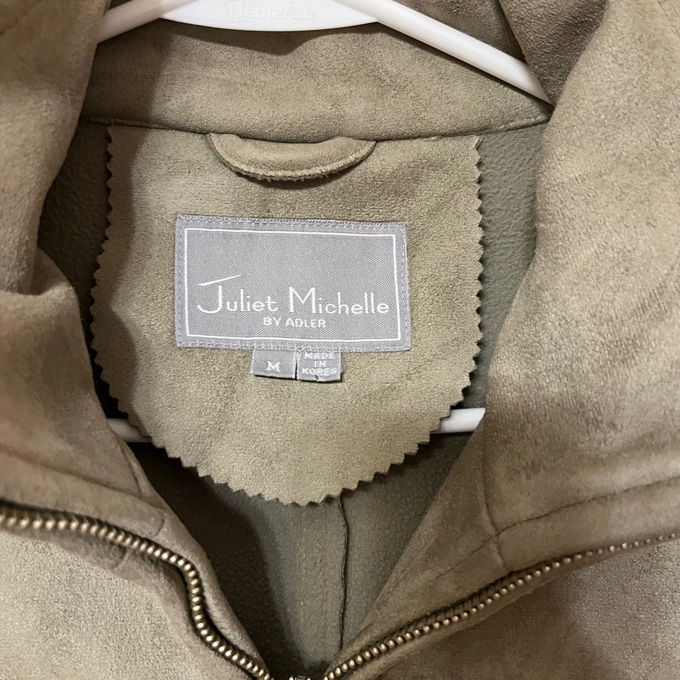 Juliet Michelle by Adler Faux Suede Zip Up Jacket Pale Sage Size M | eBay