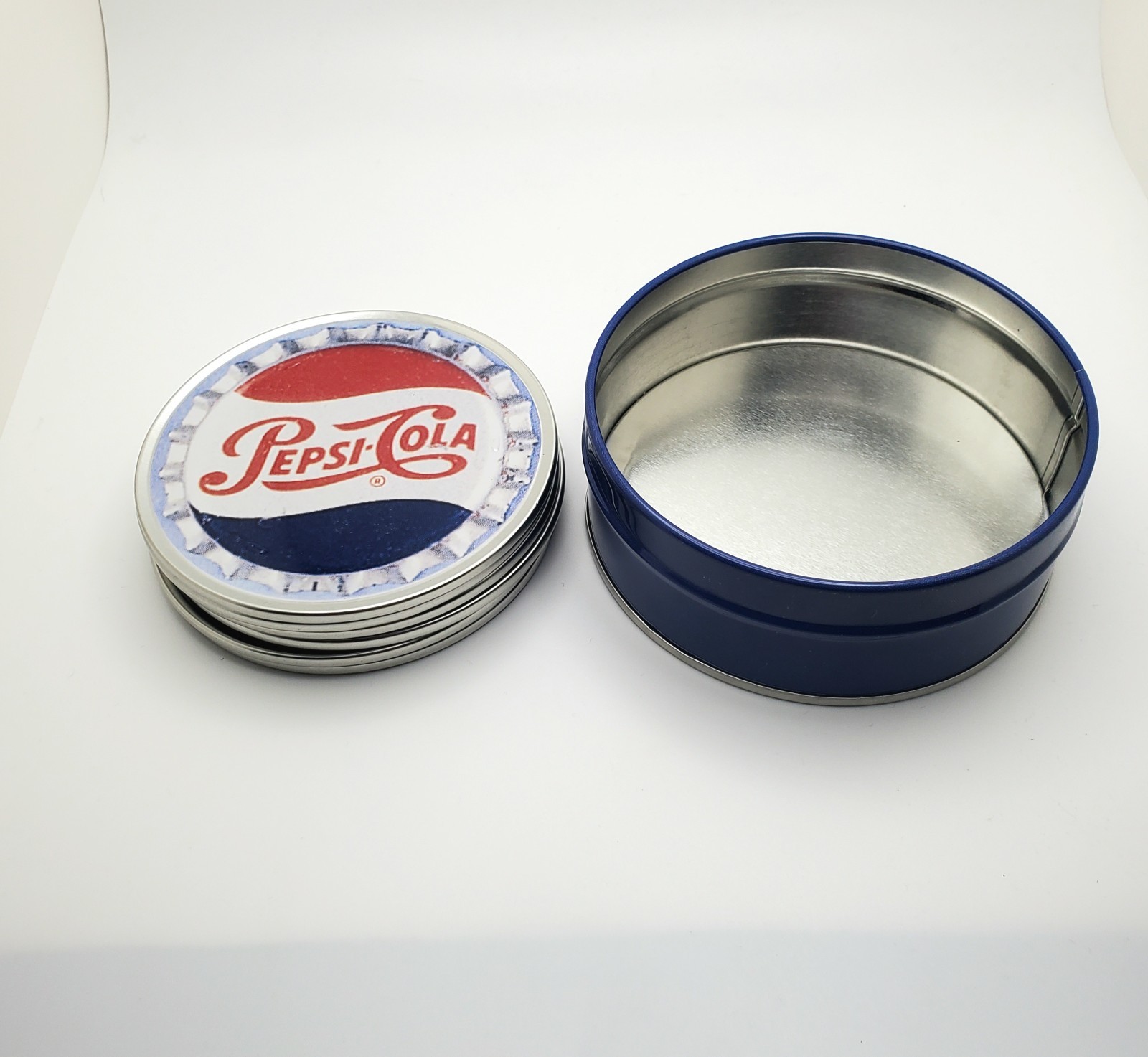 Pepsi-Cola Vintage Inspired Coaster Set in Tin, Cork Back, Collectibles