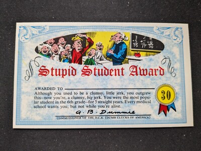 1964 Topps Nutty Awards Card # 30 Stupid Student Award (EX) | eBay
