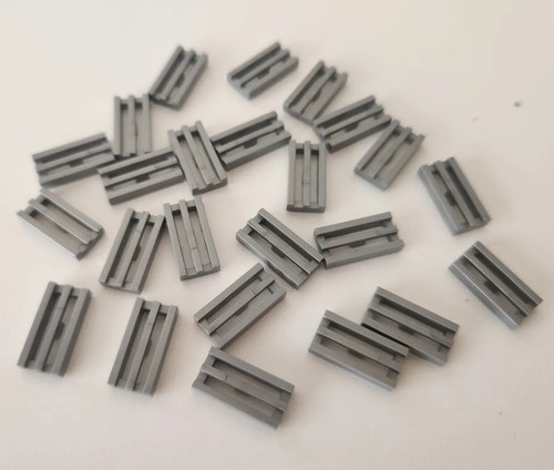 28 LEGO Tile 1x2 Grille FLAT SILVER with bottom groove / lip (2412b ...